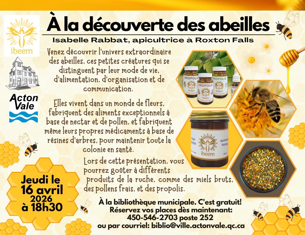 À la découverte des abeilles - Ville d'Acton Vale